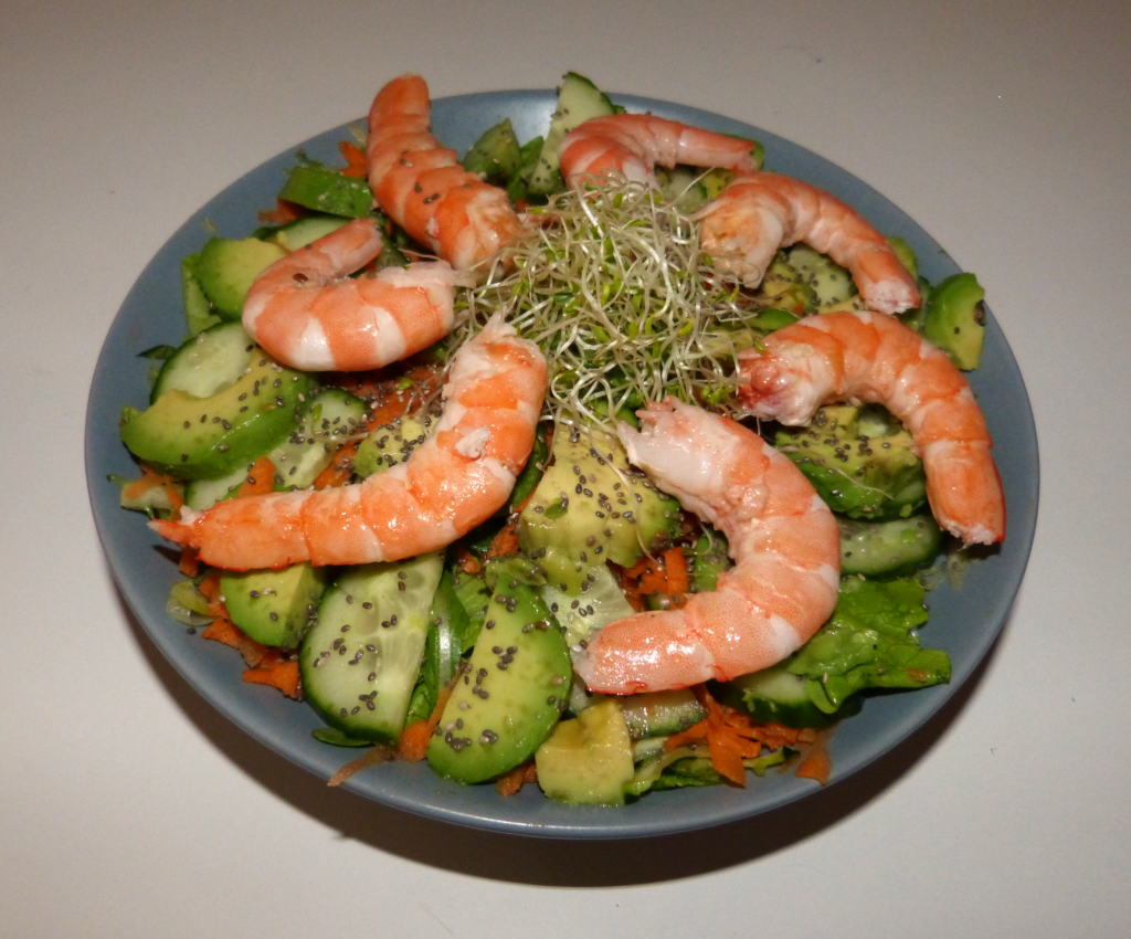 Salade Avocat Crevettes et ses Perles de Citron caviar - Natur-Aum